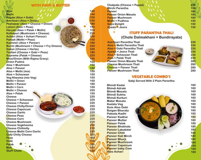 Menu of Chaitanya Paranthas, FC Road, Pune