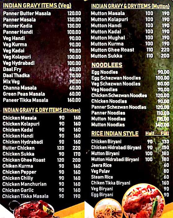Menu at Dinner Table, Mangaluru