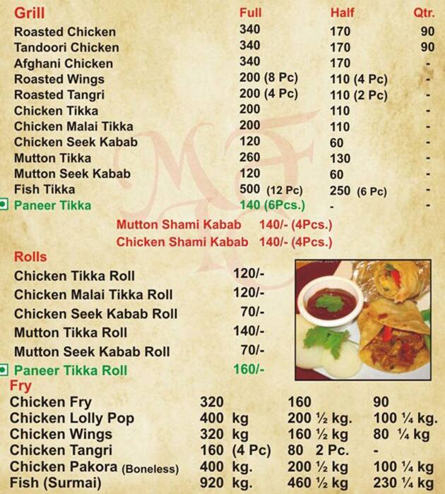 Menu of Picke, Wakad, Pune