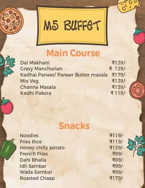 Menu of M5 Buffet, PPR Market, Jalandhar