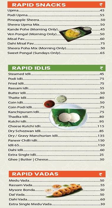 Menu of Rapid Anna, Majiwada, Thane West, Thane