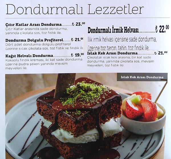 Menu at Mado, Istanbul, Divan Yolu Cd. No:24