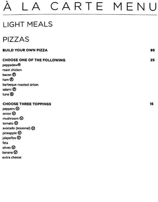 Menu at Point of View - Restaurant & Bar, Cape Town