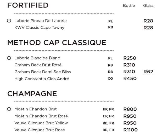 Menu at 3Sixty° Liquid Lounge Montecasino restaurant, Randburg