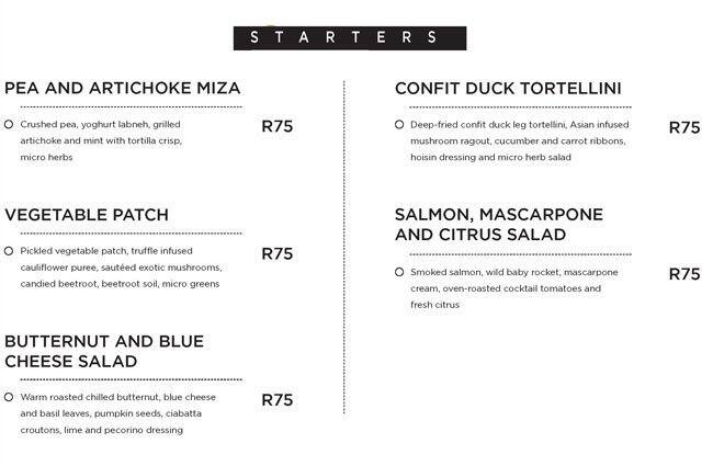 Menu at 3Sixty° Liquid Lounge Montecasino restaurant, Randburg