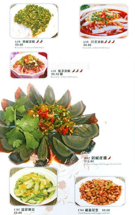 Menu at Famous sichuan cuisine restaurant, Melbourne