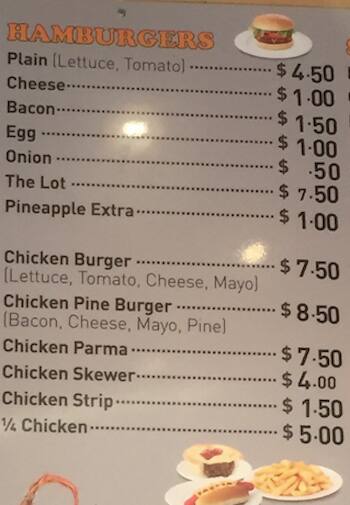 Menu at Miller cafe, Epping