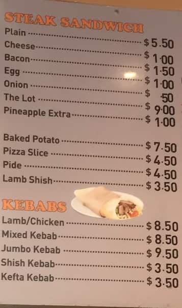 Menu at Miller cafe, Epping