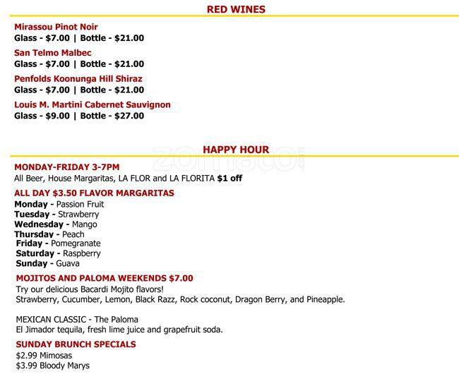 Menu at Flores Mexican Restaurant, Austin, N FM 620