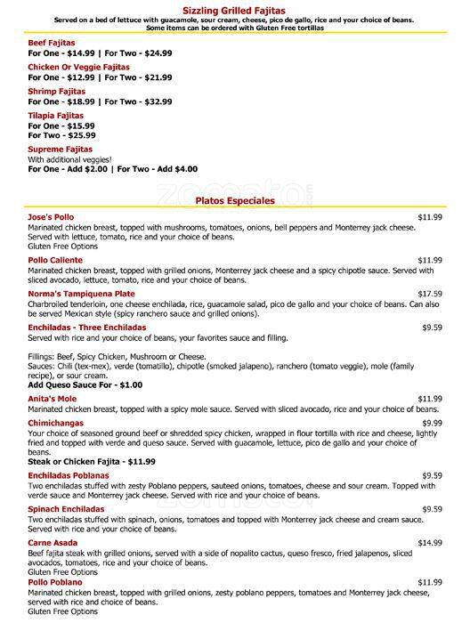 Menu at Flores Mexican Restaurant, Austin, N FM 620