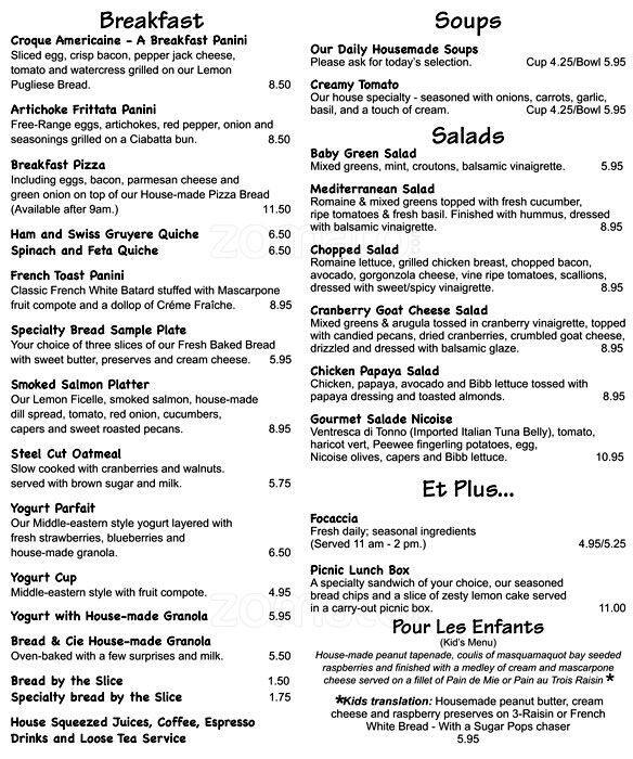 Bread & Cie Menu, Menu for Bread & Cie, Hillcrest, San Diego ...
