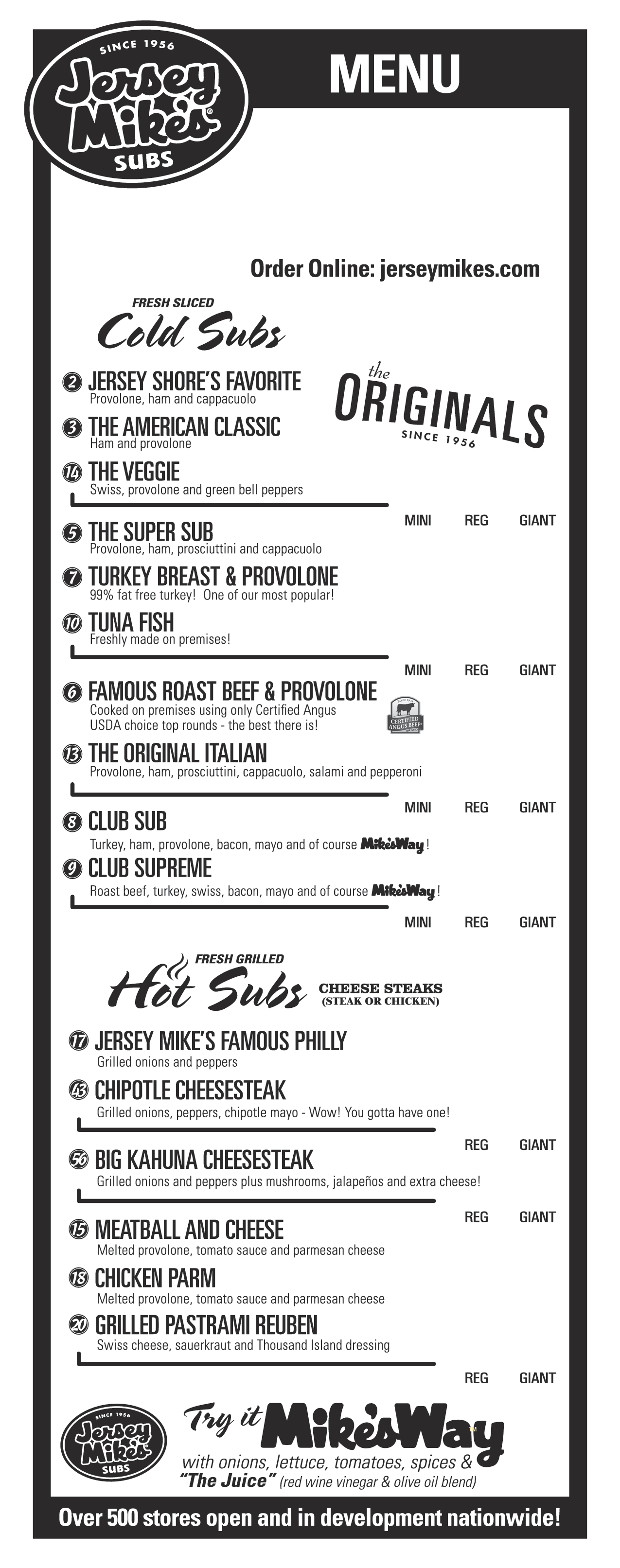 Jersey Mike's Subs Menu, Menu for Jersey Mike's Subs, Trussville ...