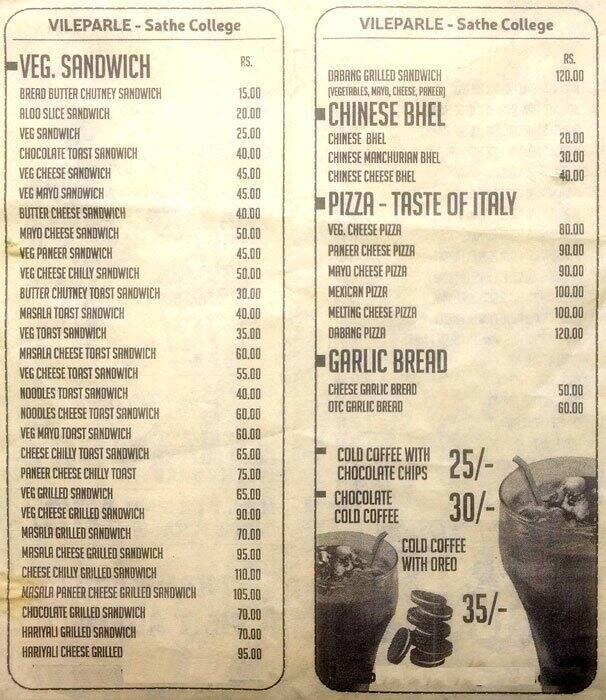 GVC Menu, Menu for GVC, Vile Parle East, Mumbai - Zomato