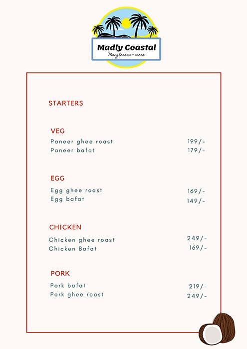 Menu at Madly Coastal, Bengaluru