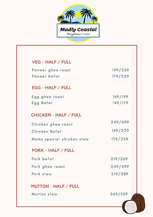 Menu at Madly Coastal, Bengaluru