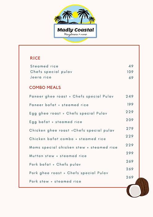 Menu at Madly Coastal, Bengaluru