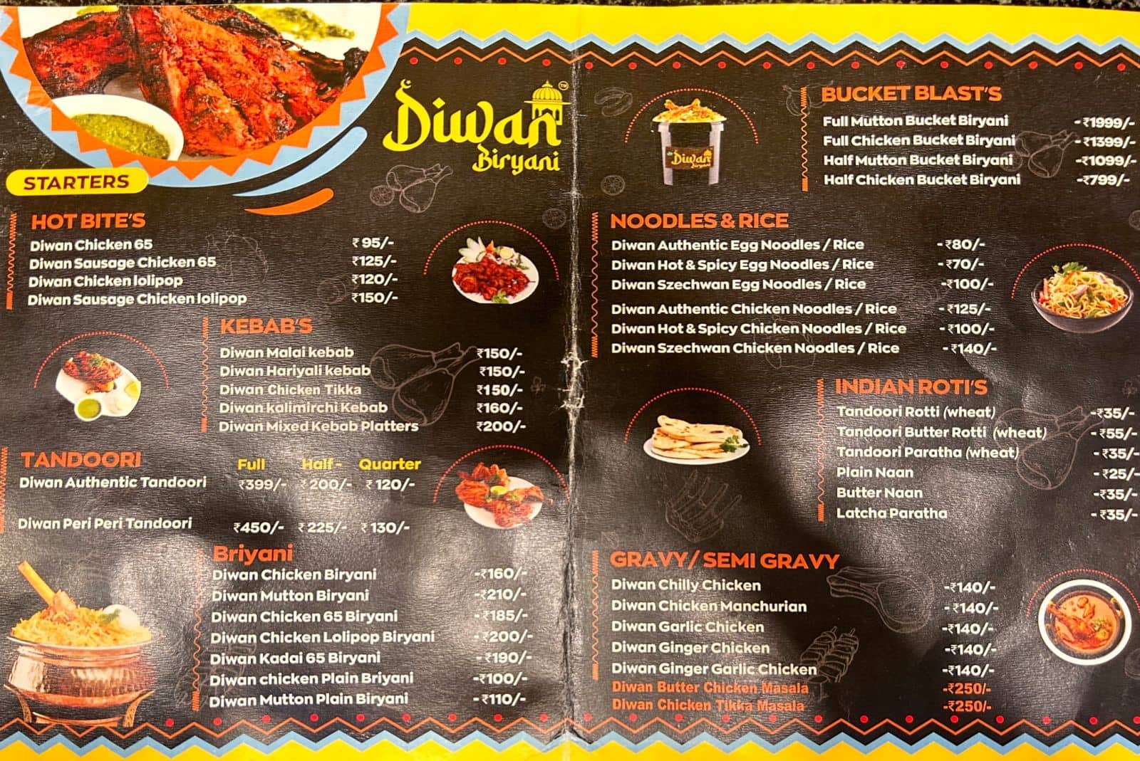 Menu of Diwan Biryani, Murangapakkam, Puducherry