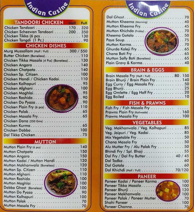 Menu of Citizen Restaurant, Sion, Mumbai