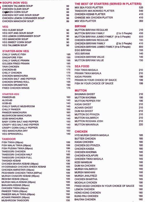 Hyderabad Cuisine Multicuisine Restaurant Menu - Zomato