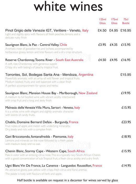 Menu at Blue Zenzer Restaurant, Harrow