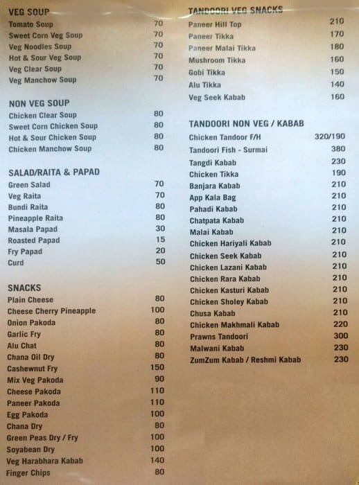 Kubera Garden Restaurant Menu, Menu for Kubera Garden Restaurant, Rasta ...