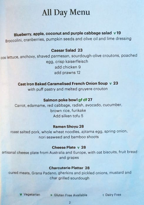 Menu at The Westin Melbourne Lobby Lounge pub & bar, Melbourne