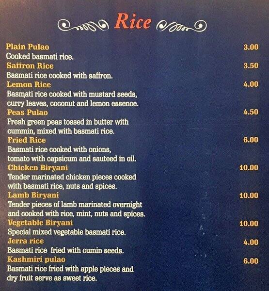 Menu at Royal Indian Restaurant, Geelong, 88 Little Malop St