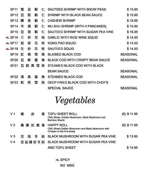 Menu at Shanghai Cafe, Bellevue