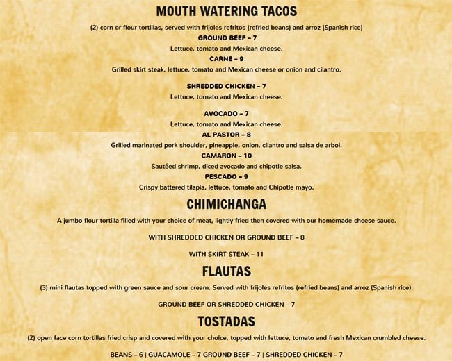 Menu at La Hacienda De Los Fernandez restaurant, Addison, W Lake St