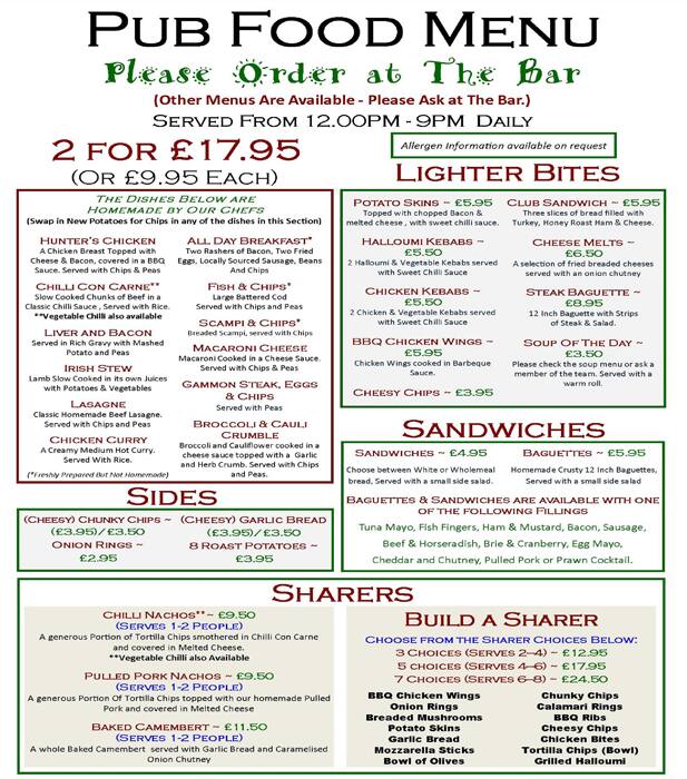 Menu at The Roundabout Hotel pub & bar, Fareham