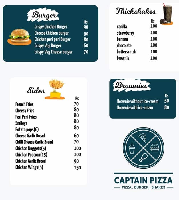 Menu at Captain Pizza, Hyderabad, 92/A 92/B