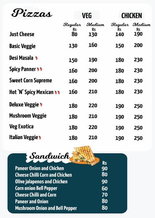 Menu at Captain Pizza, Hyderabad, 92/A 92/B