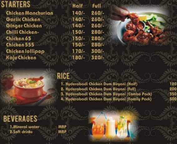Menu at Hyderabadi Dum Biryani Point, Agra