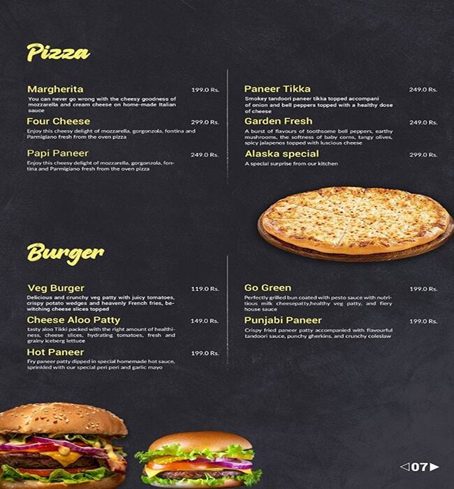 Menu of Cafe Alaska, Gota, Ahmedabad