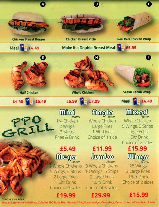 Peri Peri Original Menu, Menu de Peri Peri Original, Borehamwood ...