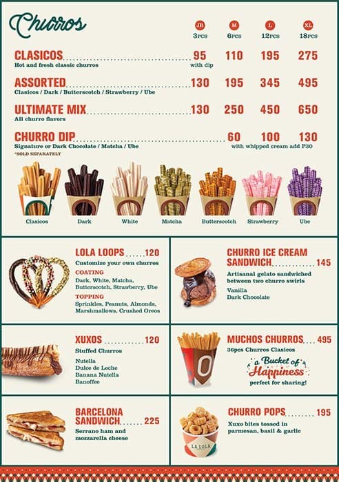 Churreria La Lola Menu, Menu for Churreria La Lola, Ermita, Manila ...
