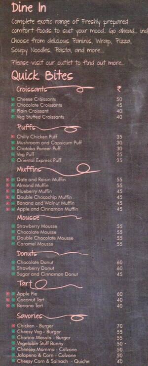Menu at Crumbs & Cakes, Chennai, 100 100 Feet Road