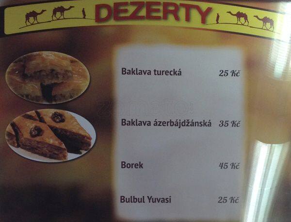 Menu at Karavan Doner restaurant, Prague