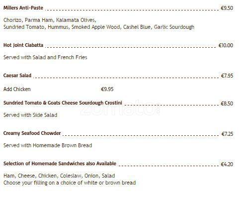 Menu at The Millhouse pub & bar, Dublin, Mount Anville Court 1 Lower ...