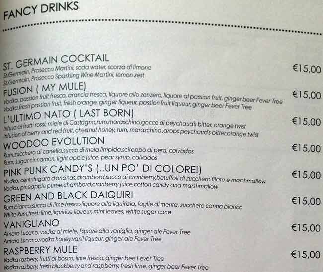 Menu da Duomo21 pub & bar, Milano