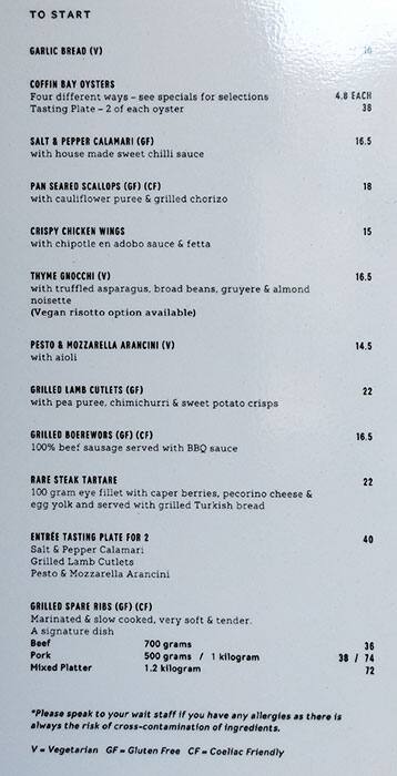 Menu at Rare Steakhouse Downtown, Melbourne, 42-44 King St