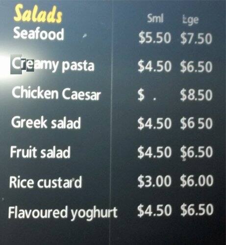Menu at Oreo Cafe, Beaconsfield