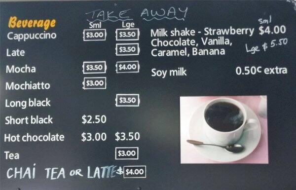 Menu at Oreo Cafe, Beaconsfield