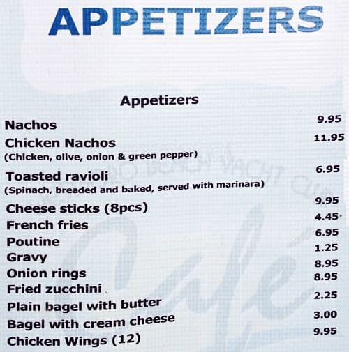 Menu at Westboro Beach Cafe, Ottawa