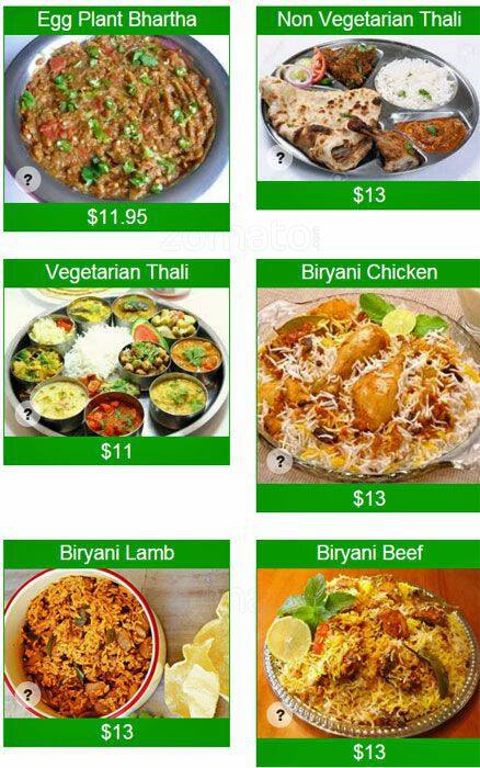 Menu at Gorkha Durbar, Toronto