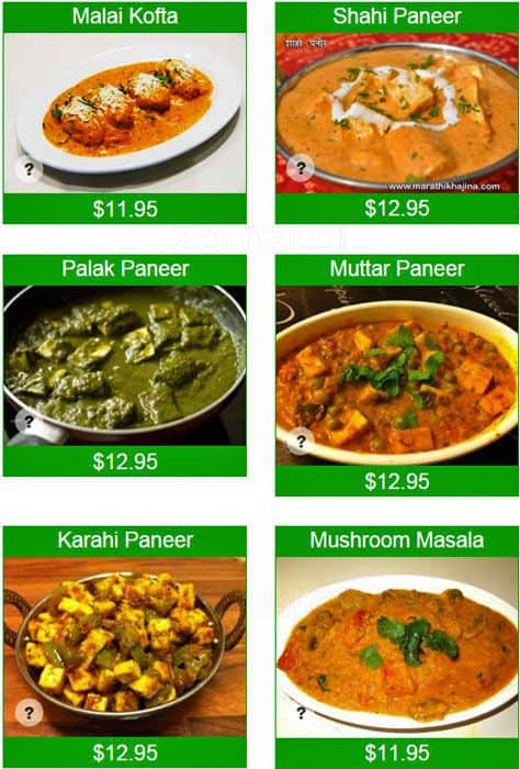 Menu at Gorkha Durbar, Toronto