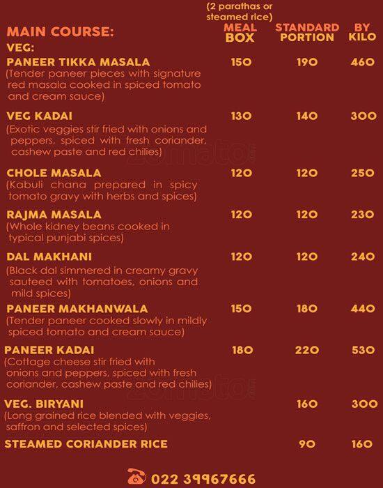 Menu of Curry Up, Chakala, Mumbai