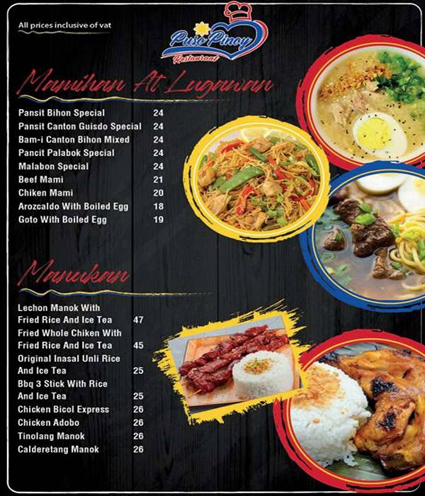 Menu of Puso Pinoy Restaurant, Al Markaziya, Abu Dhabi