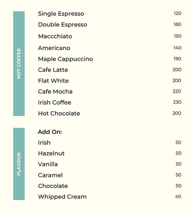 Menu of YVR Cafe, Kharghar, Navi Mumbai
