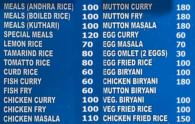 Menu of Janta Restaurant, Paharganj, New Delhi